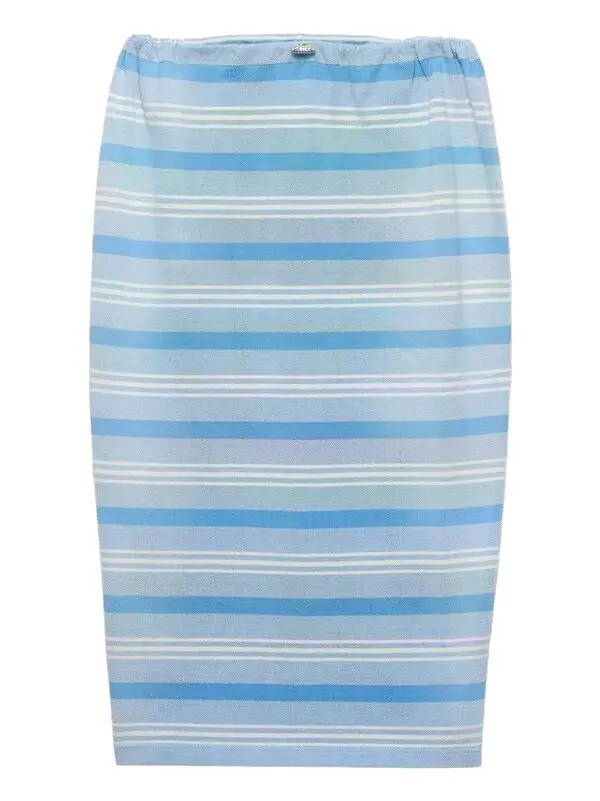 Prada Bayadere Print Piqué Skirt - Blue