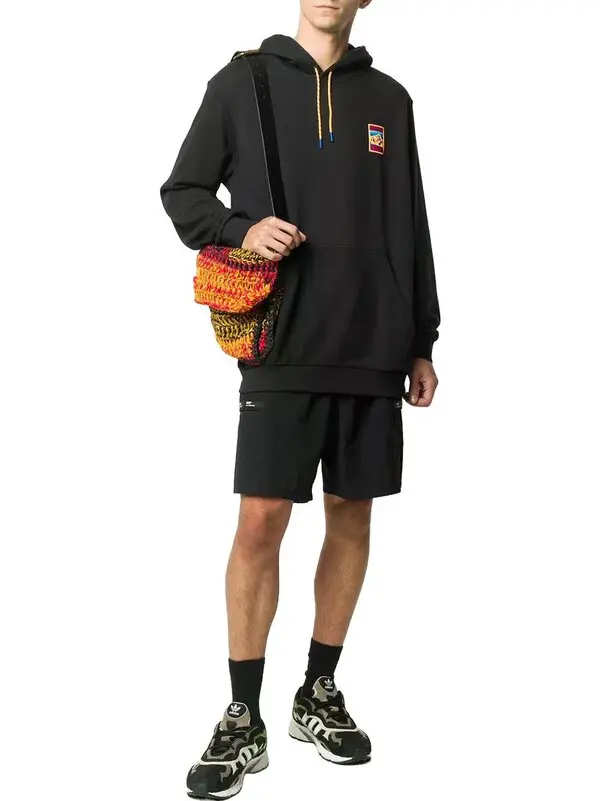 Adidas Logo Patch Drawstring Hoodie - Black