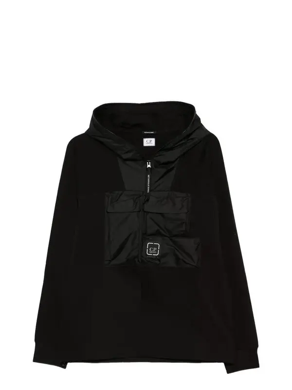 C.P. COMPANY Half-zip Hoodie With Chest Pocket - Black
