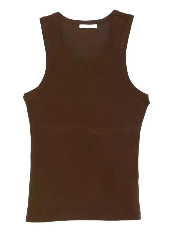 ENTIRE STUDIOS Ribbed Knit Jersey Top - Brown