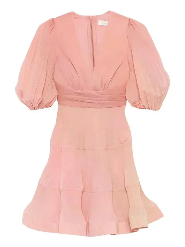 Zimmermann Pleated V-neck Mini Dress - Pink