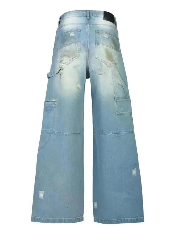 BREATH Distressed Wide-leg Jeans - Blue