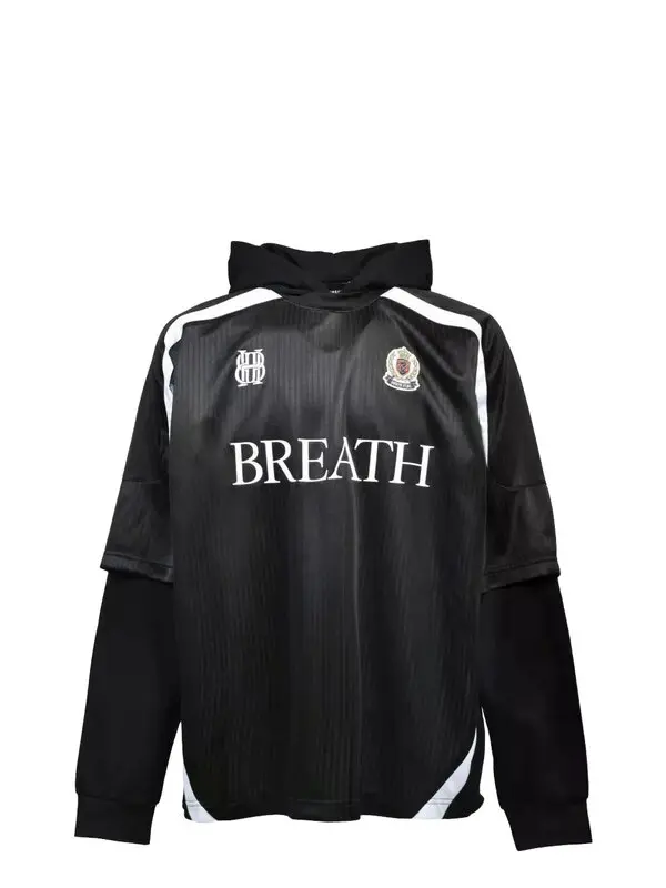 BREATH Layered Zip-up Hoodie - Black