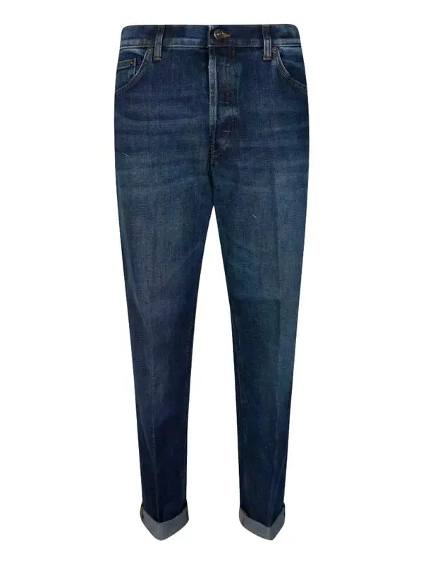 DONDUP Cuffed Jeans With Logo Patch - Blue