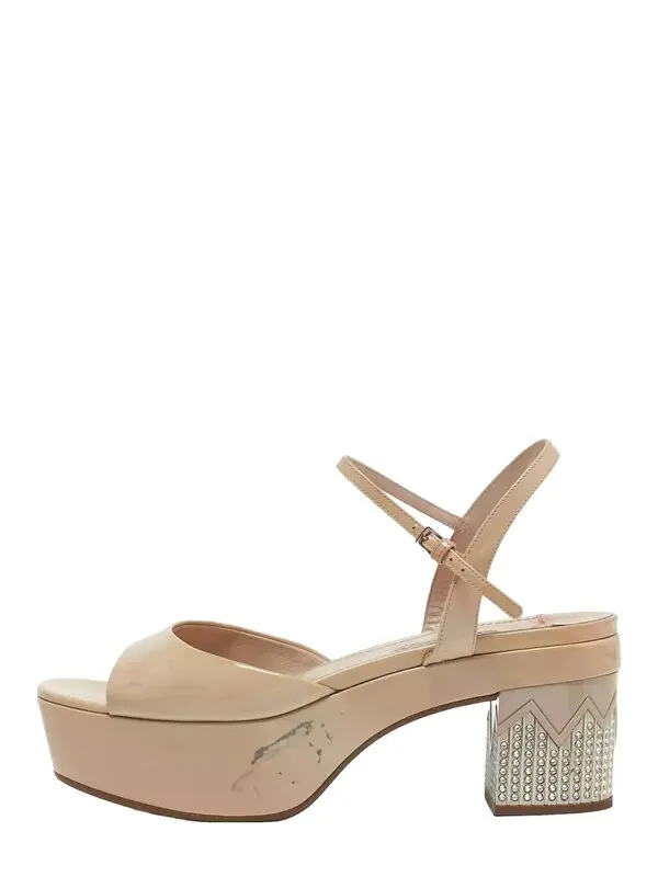 Miu Miu Patent Leather Platform Sandals - Neutrals