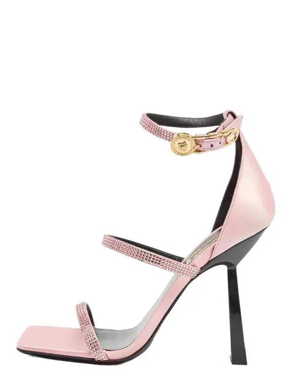 Fendi X Versace Crystal-embellished Square Toe Sandals - Pink