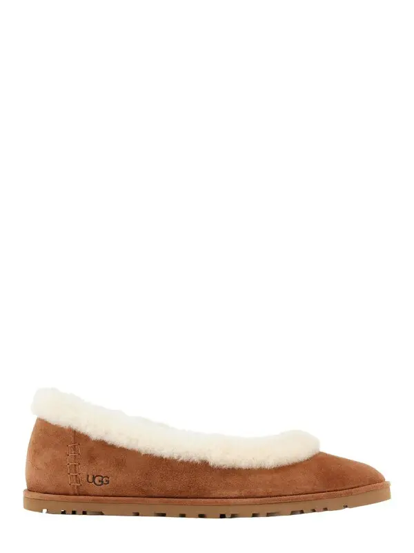 UGG Zora Sheepskin Ballet Flats - Tan