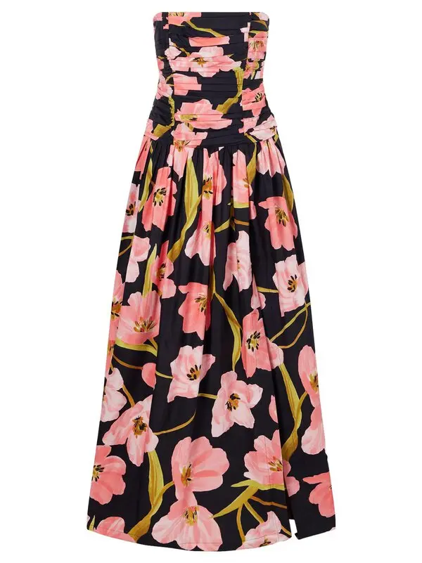 Cara Cara Montreal Strapless Floral Print Cotton Poplin Maxi Dress - Multi