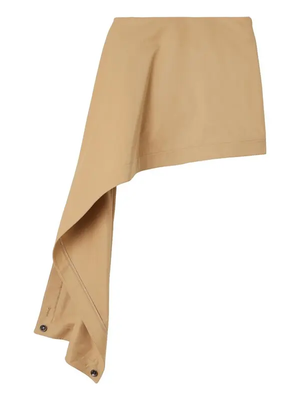 Loewe Asymmetric Cotton And Silk-blend Mini Skirt - Neutrals
