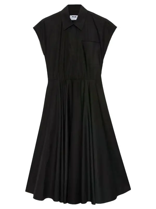 MSGM Midi Shirt Dress With Pocket Detail - Black