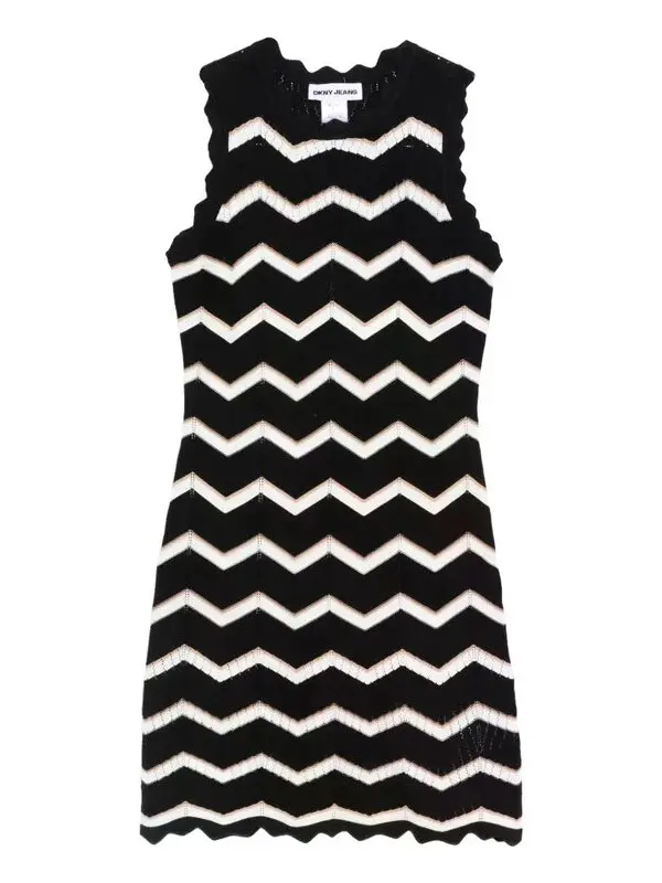 Dkny Zig-zag Pattern Dress - Black