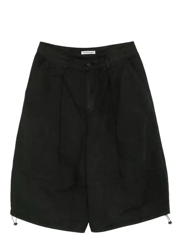 You Must Create Pleated Shorts With Drawstring Hem - Black