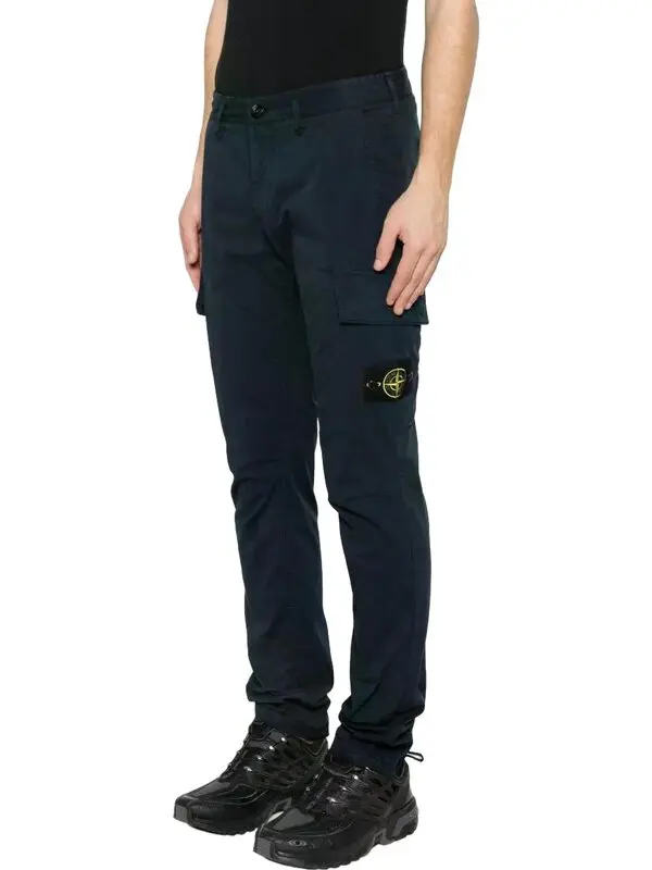 Stone Island Logo Patch Cargo Trousers - Blue