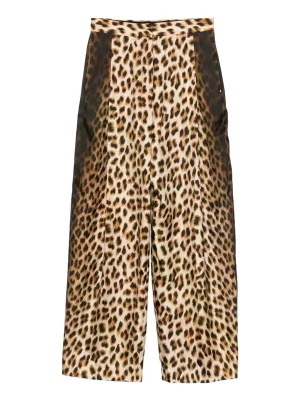 Sportmax Leopard-print Silk Trousers - Neutrals