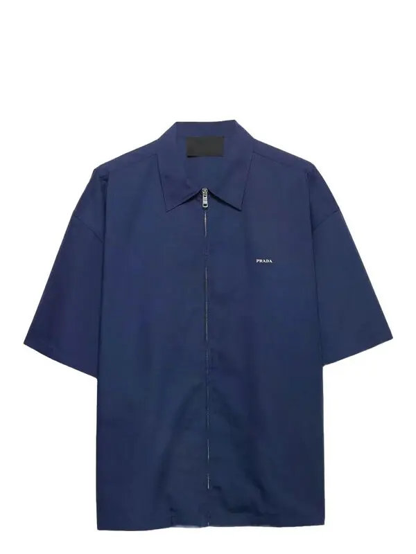 Prada Short-sleeved Technical Cotton Shirt - Blue