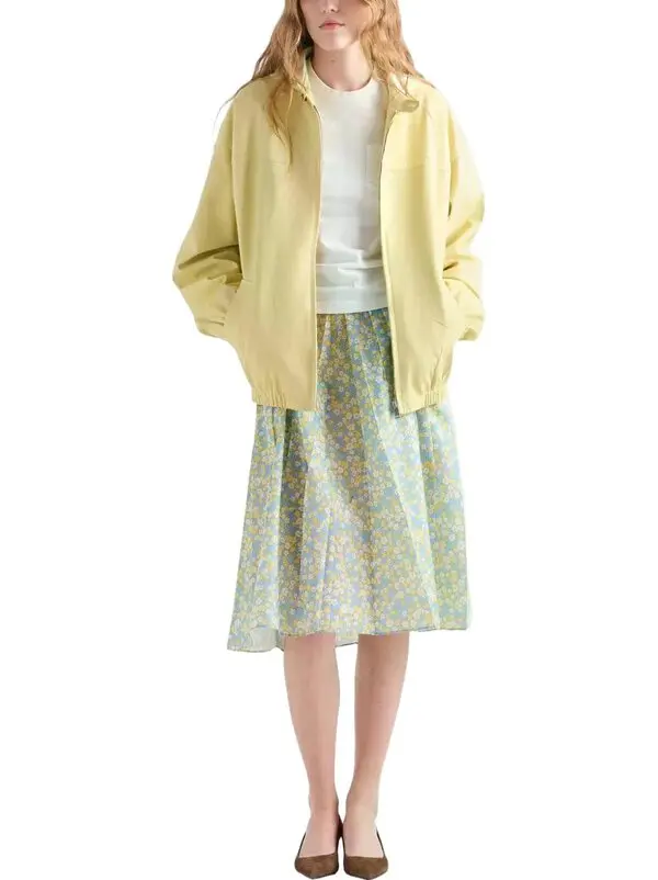 Prada Full Floral-print Re-nylon Skirt - Blue