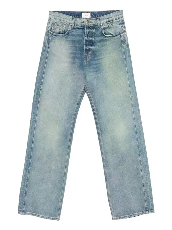 Rhude Washed Effect Straight Leg Jeans - Blue