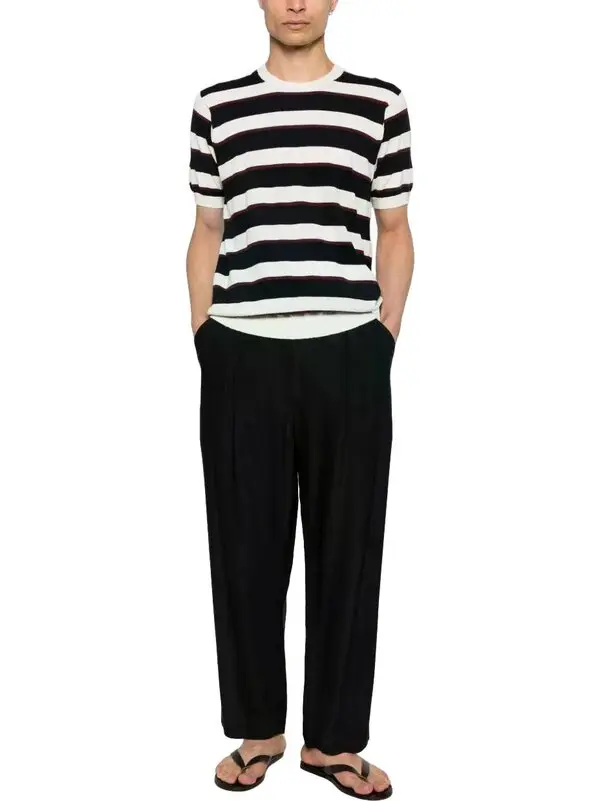 SCAGLIONE Striped-patterb Crew-neck T-shirt - Neutrals
