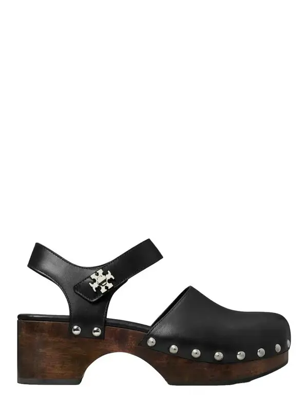 Tory Burch Leather Turnlock Clogs - Black