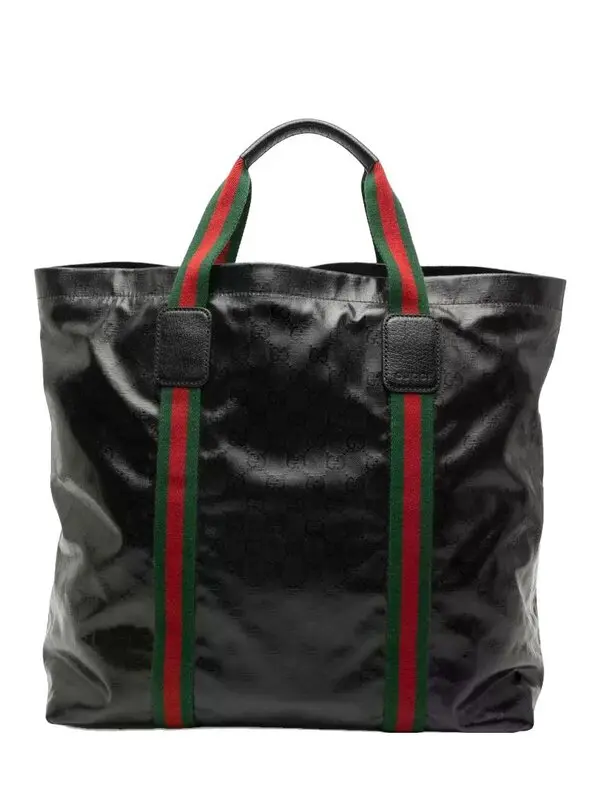 Gucci Gg Imprimé Web Tote Bag - Black