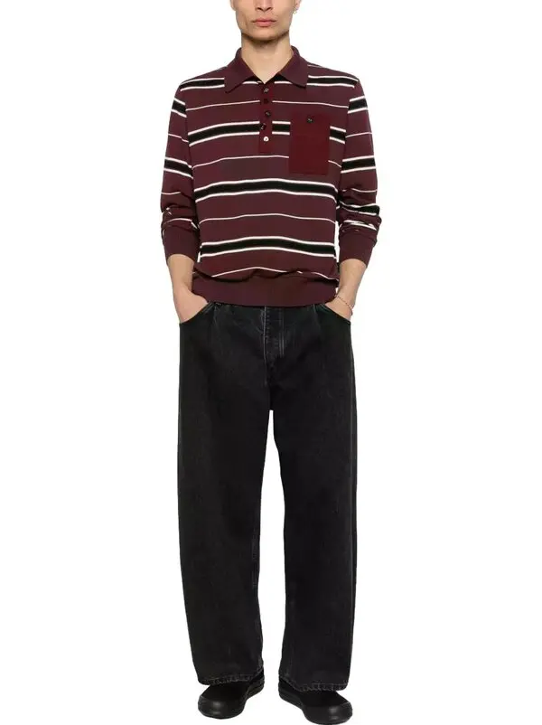 Undercover Striped Chest-pocket Polo Shirt - Red