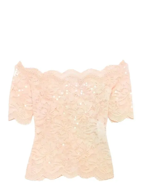 Rabanne Lace Embellished Top - Orange