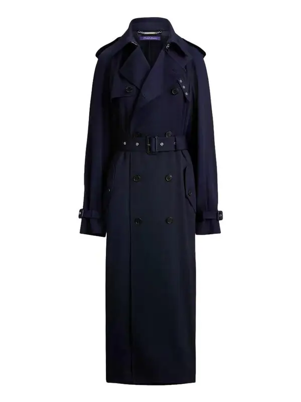 Ralph Lauren Alecia Buttoned Belted Trench Coat - Blue