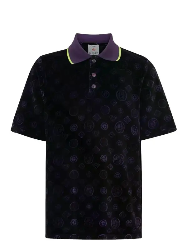 Casablanca Monogram-pattern Polo Shirt - Black
