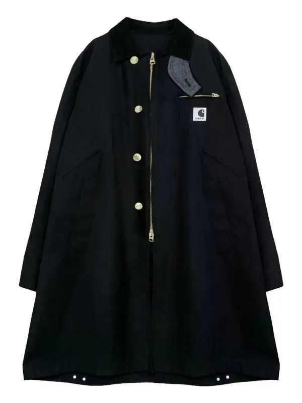 Carhartt Work In Progress X Sacai Duck Coat Logo Trench Coat - Black