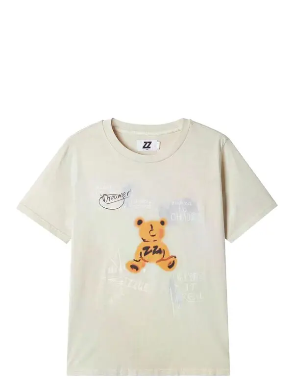 Izzue Graphic Print Cotton T-shirt - Neutrals