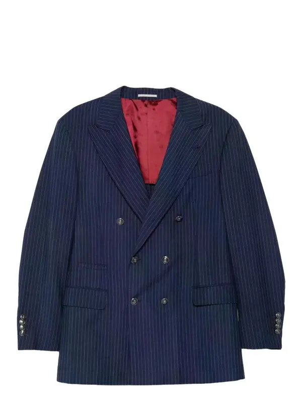 Brunello Cucinelli Pinstripe Double-breasted Blazer - Blue