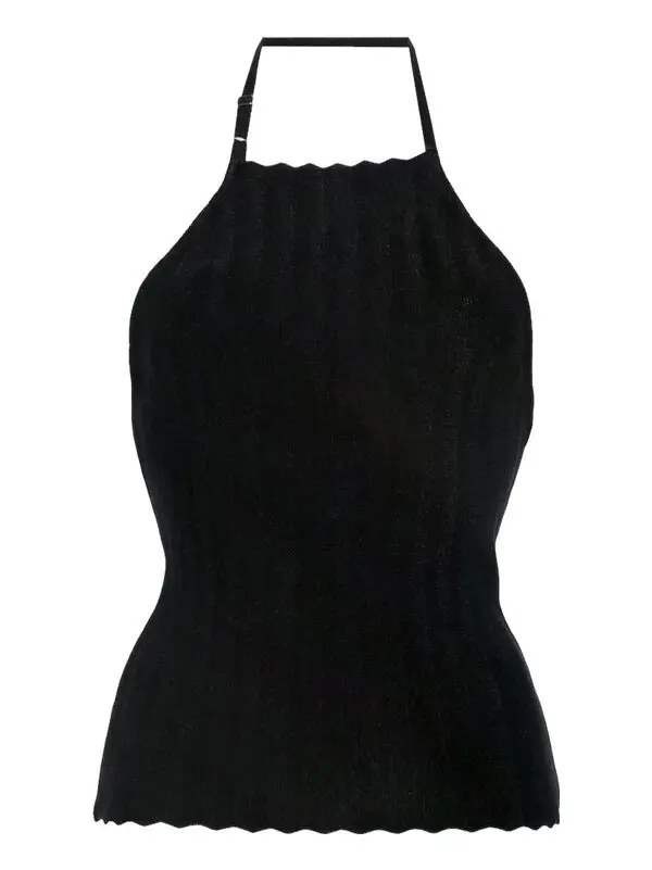 Jacquemus The Tablier Scalloped Halter Top - Black