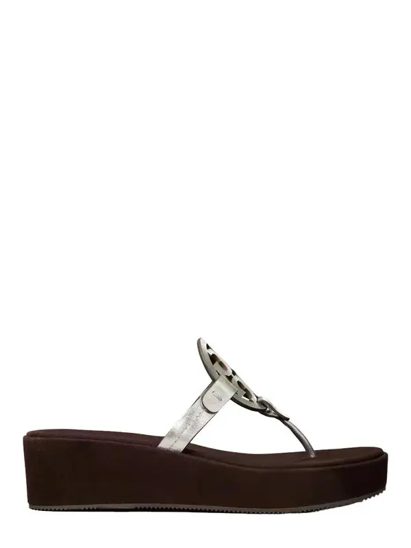 Tory Burch Miller Wedge Sandals - Silver