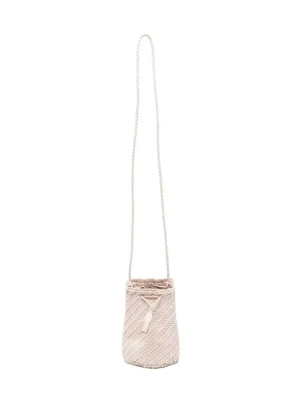 Dragon Leather Bucket Bag With Braided Detail - Neutrals