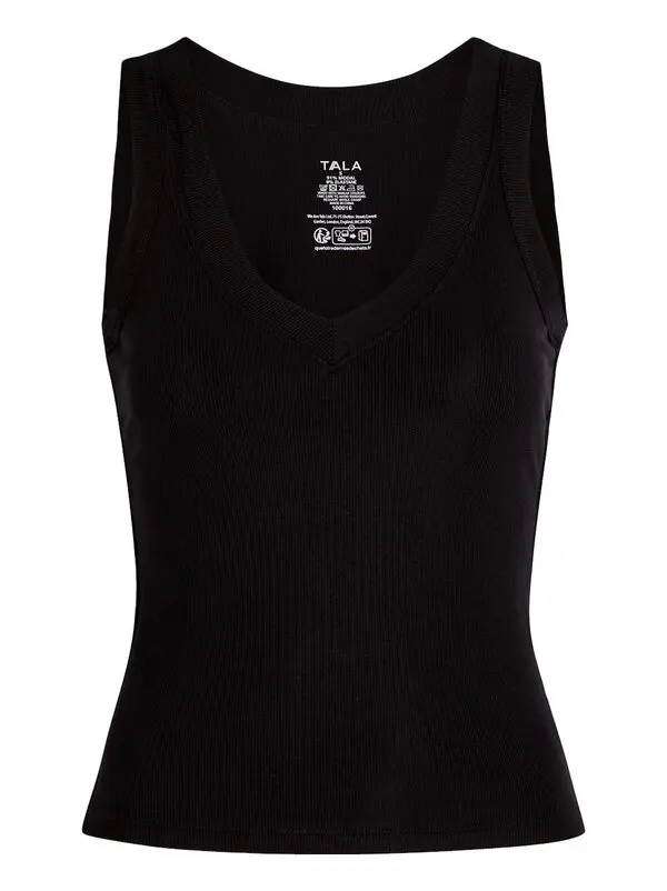 TALA Ribbed V-neck Stretch-modal Vest - Black