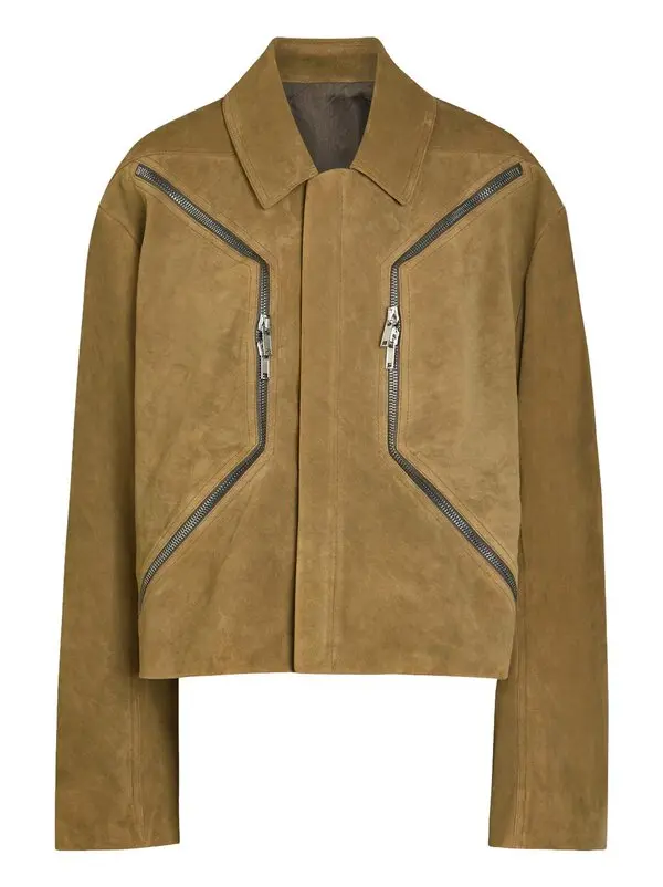 Rick Owens Suede Zip-up Jacket - Brown