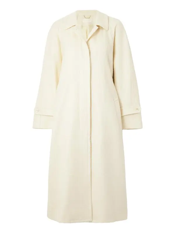 Chloé Belted Trench Coat In Silk, Wool, And Cashmere-blend - White