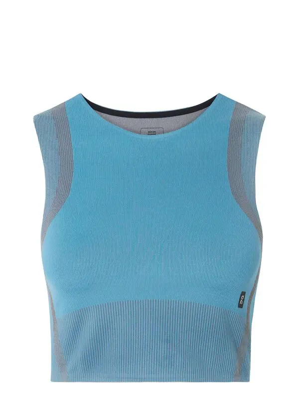 On Studio Cropped Ribbed Stretch Tank Top - Blue