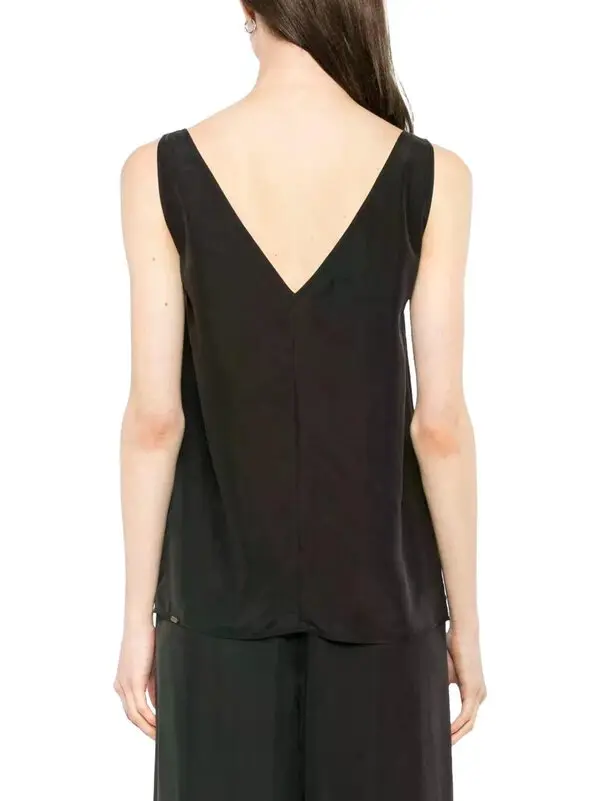 YEAREAST V-neck Sleeveless Top With Rear Logo Patch - Black