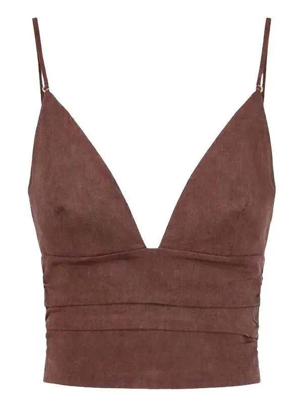 Pinko V-neck Top With Zip Detail - Brown