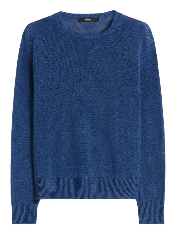 Max Mara Linen Crew Neck Sweater - Blue