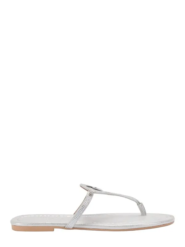 Kurt Geiger Leather Heart Embellished T-bar Sandals - Silver