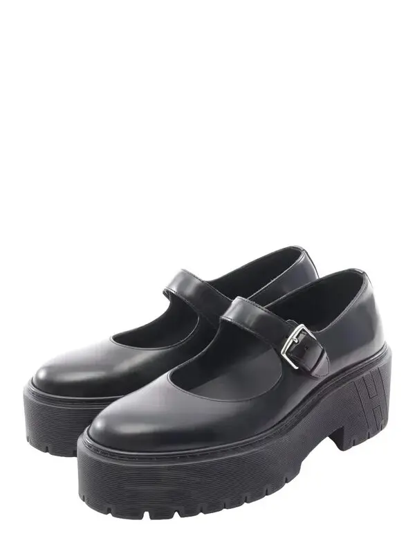 Hermès Leather Loafers With Platform Heel - Black