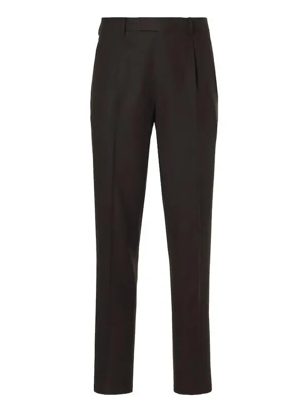 Zegna Cotton Straight Leg Trousers - Brown