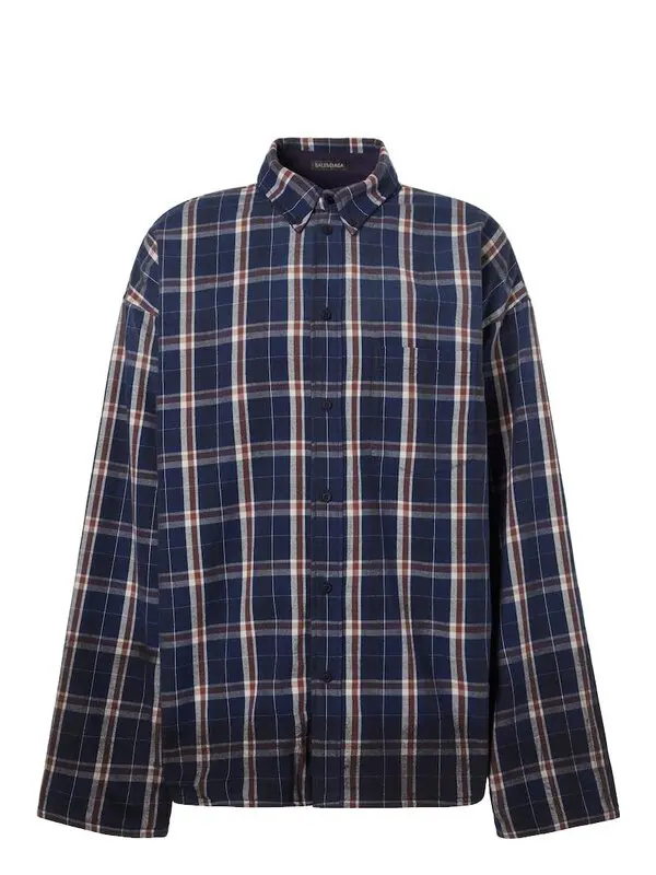 Balenciaga Reversible Flannel And Fleece Shirt - Blue