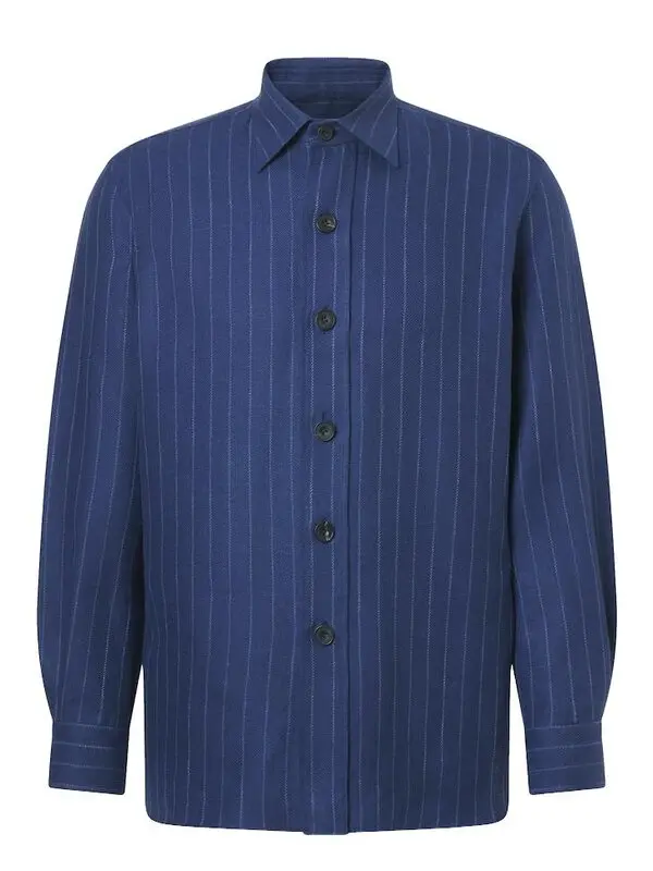 Rubinacci Striped Linen And Wool Shirt - Blue