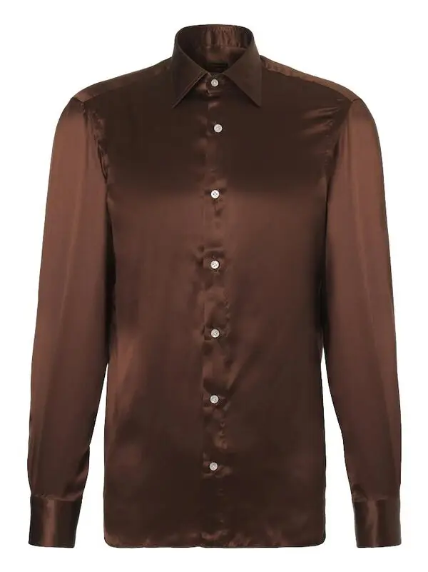 Rubinacci Silk Satin Shirt - Brown