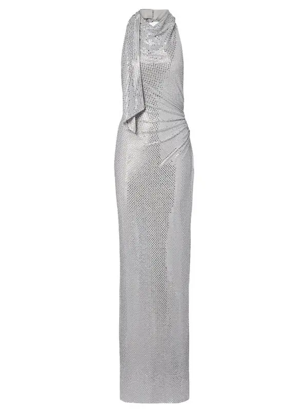 SELF-PORTRAIT Embellished Maxi Dress - Grey