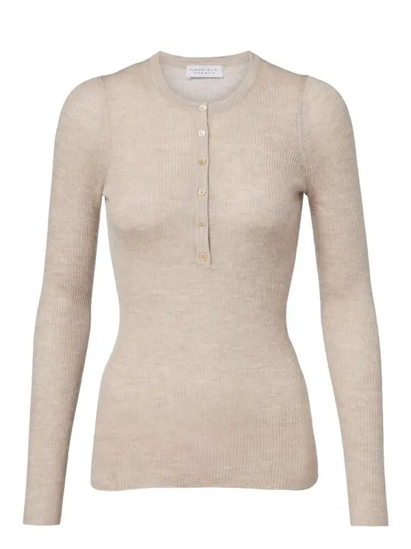 Gabriela Hearst Julian Cashmere And Silk Henley Shirt - Beige