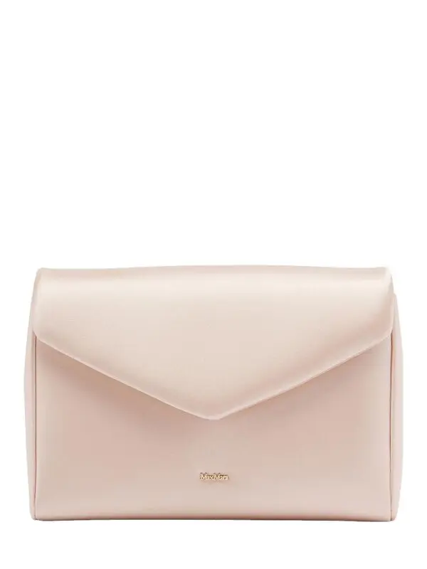 Max Mara Satin Clutch With Detachable Chain Strap - Pink